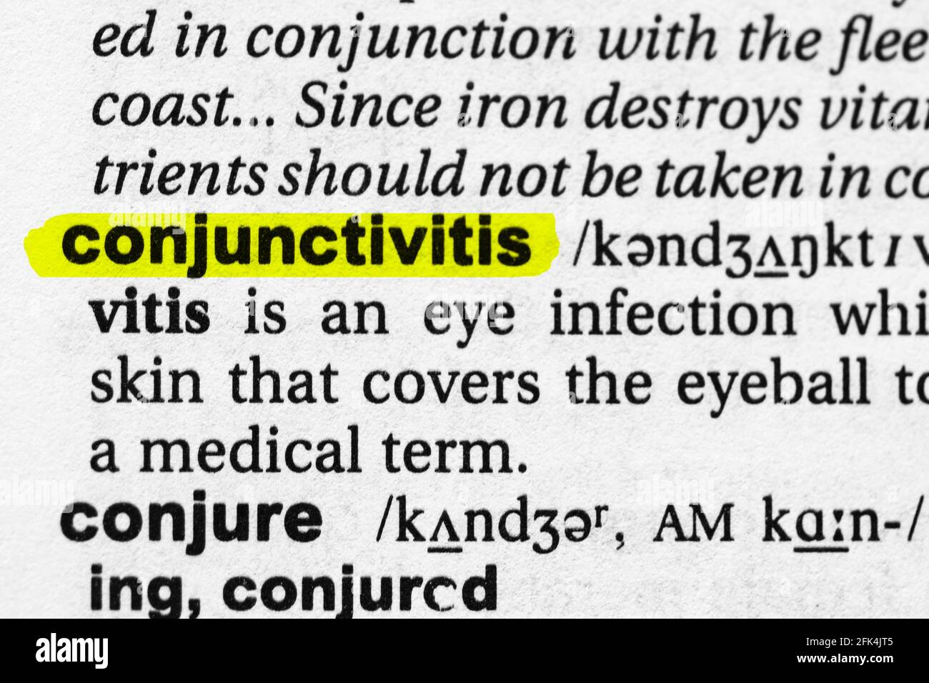 Highlighted word conjunctivitis concept and meaning Stock Photo - Alamy