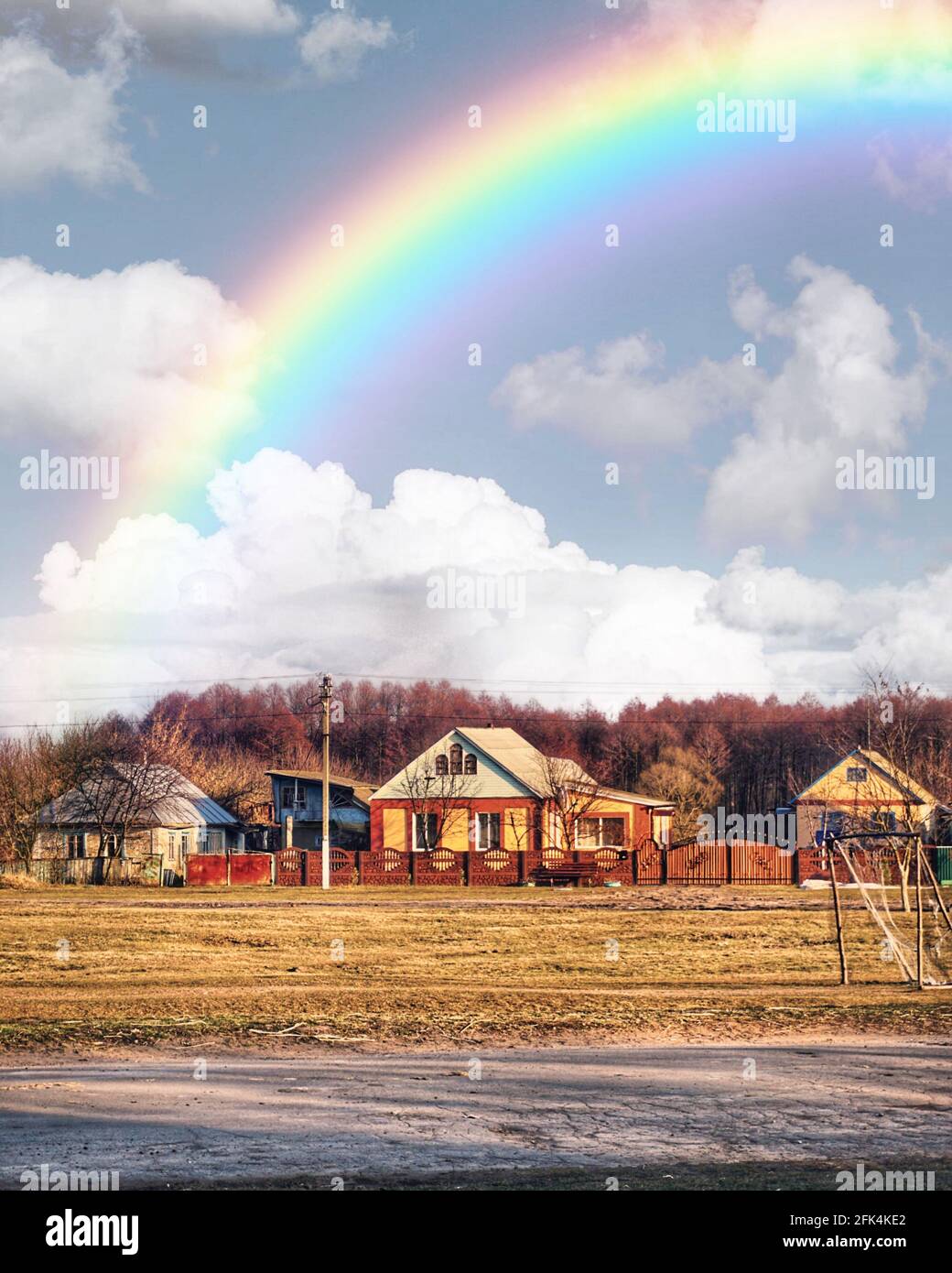 Village under rainbow hi-res stock photography and images - Alamy