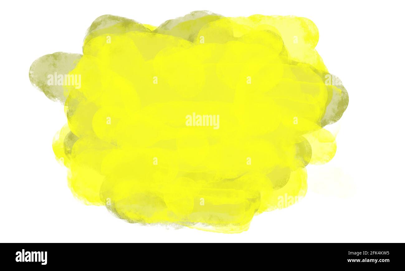 Yellow watercolor stain on a white background Stock Photo - Alamy