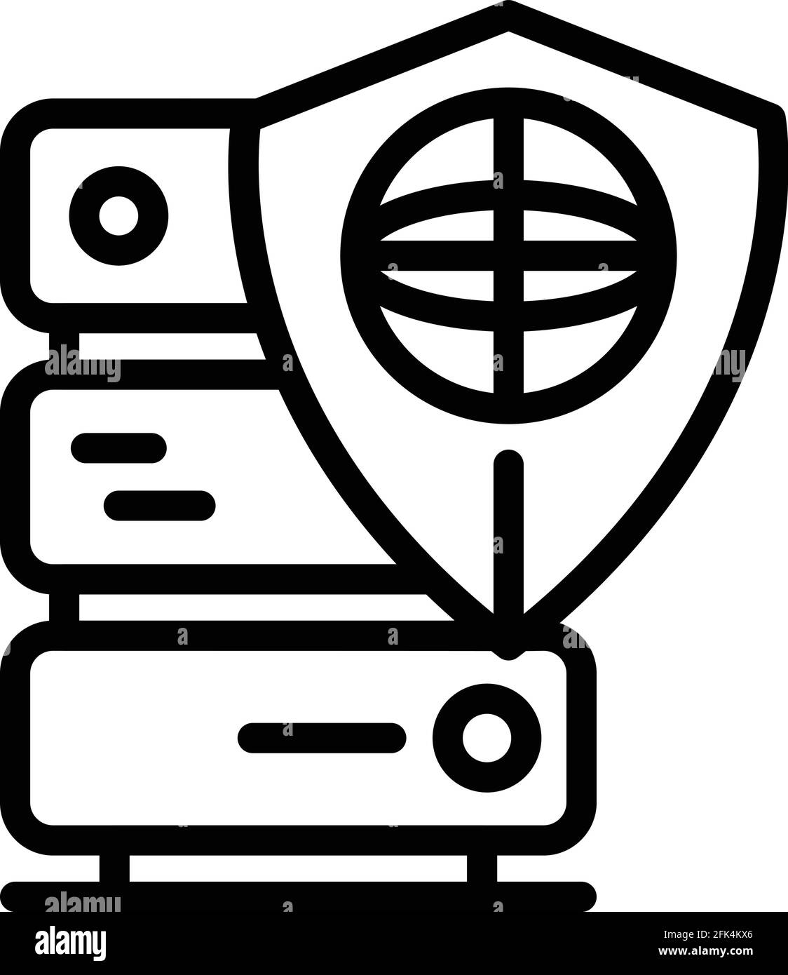 Secured data server icon. Outline Secured data server vector icon for ...
