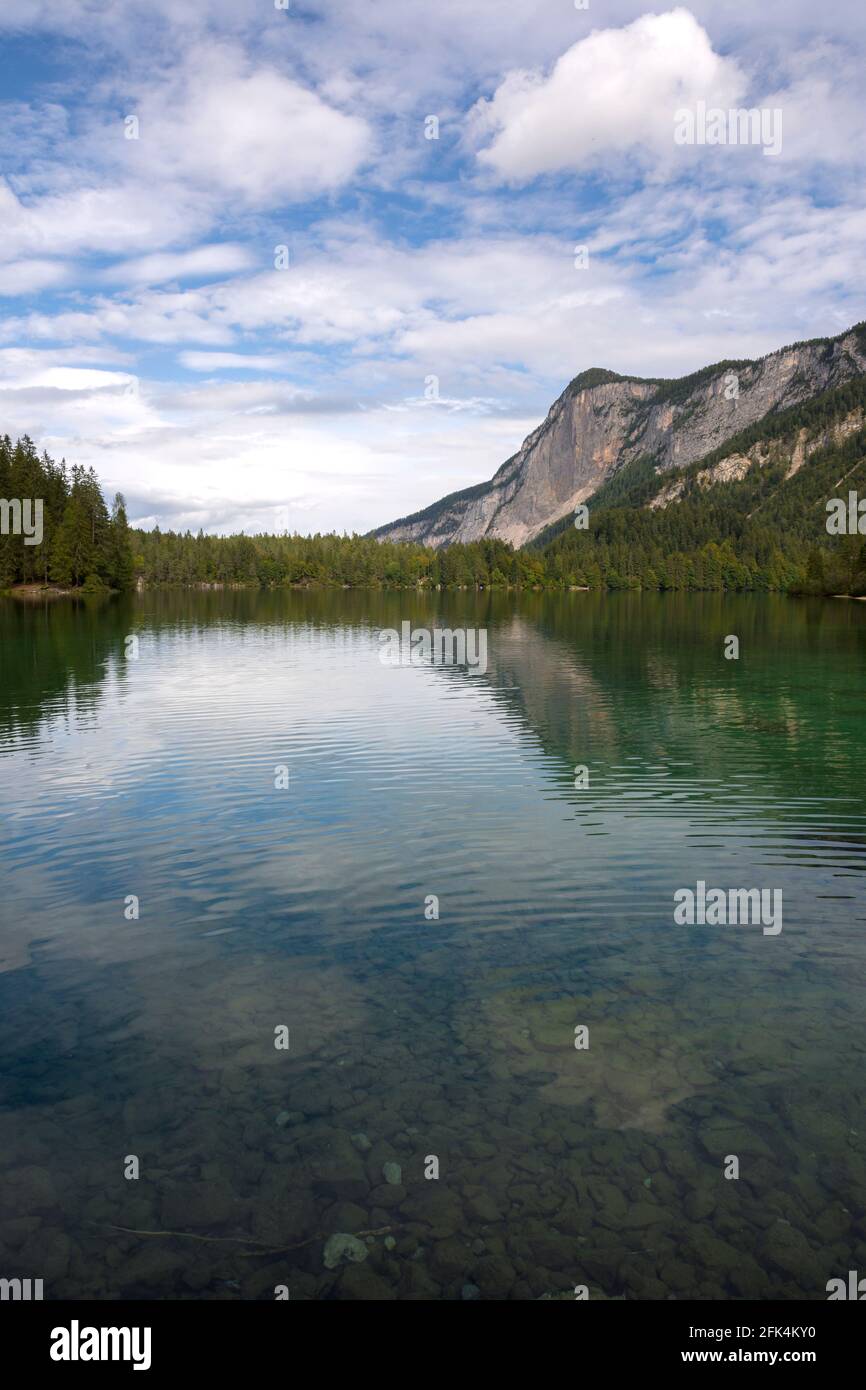 landscape on Tovel Lake in Trentino Alto Adige in Italy Stock Photo - Alamy