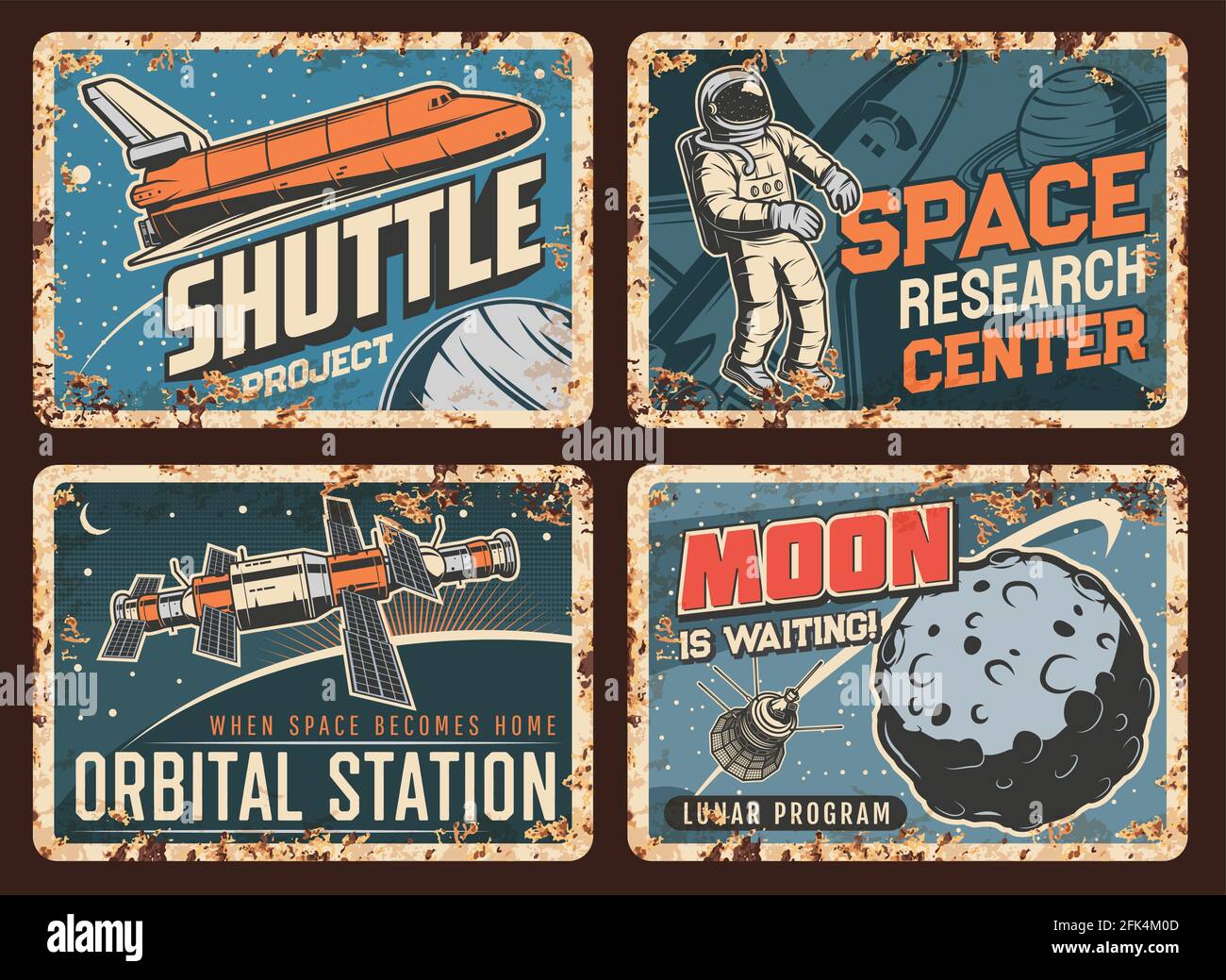 Space exploration shuttle, orbital station and satellite, lunar program ...