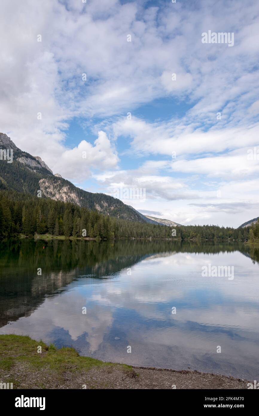landscape on Tovel Lake in Trentino Alto Adige in Italy Stock Photo - Alamy