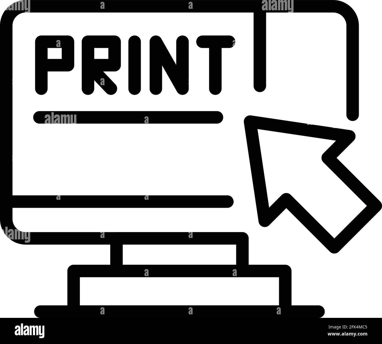 Monitor print icon. Outline Monitor print vector icon for web design isolated on white ...