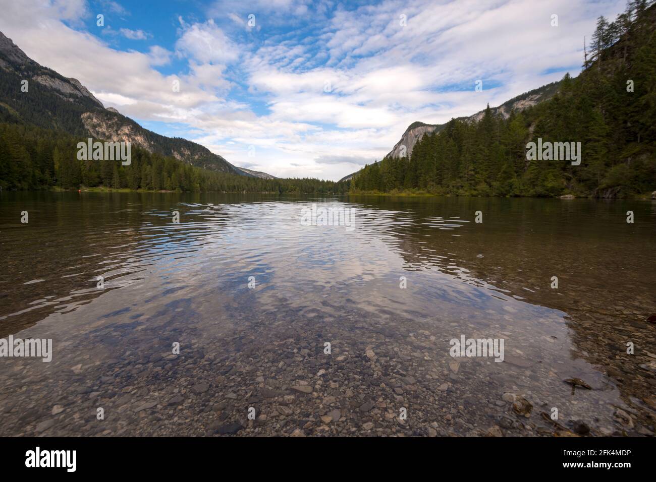 landscape on Tovel Lake in Trentino Alto Adige in Italy Stock Photo - Alamy