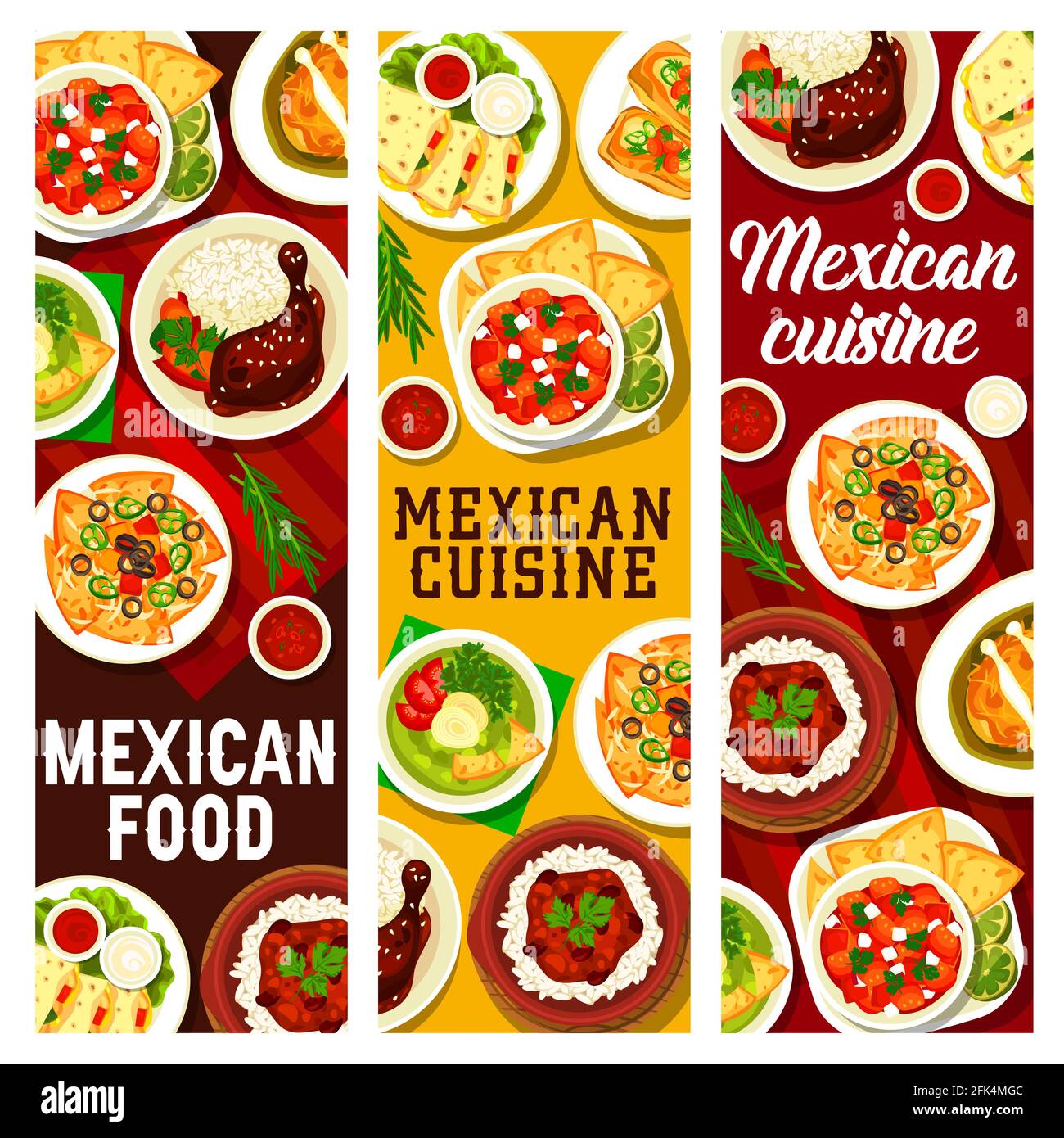 Mexican food restaurant meals and sauces posters. Tortilla nachos ...