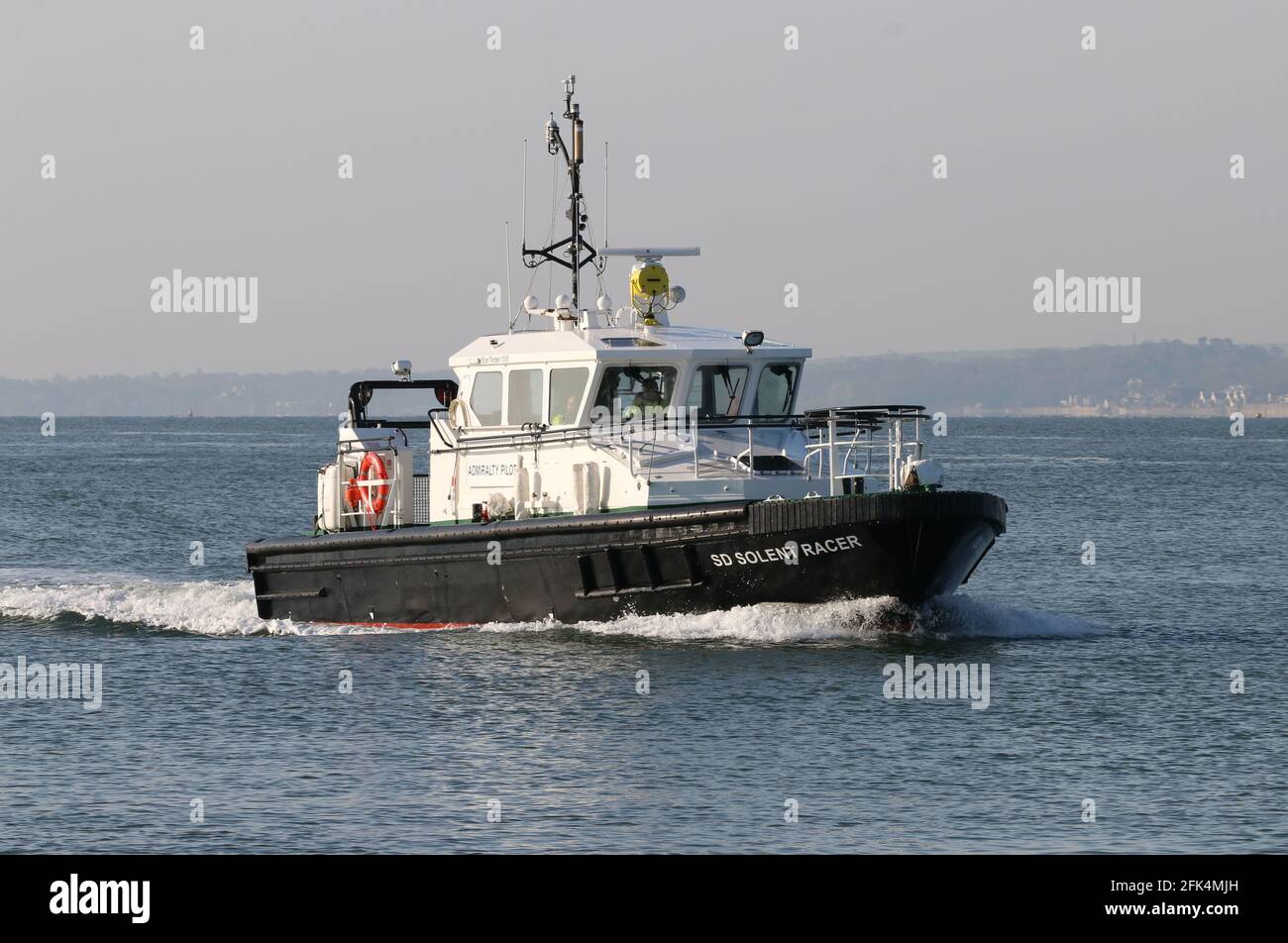 The Admiralty pilot vessel SD SOLENT RACER approaching the harbour ...