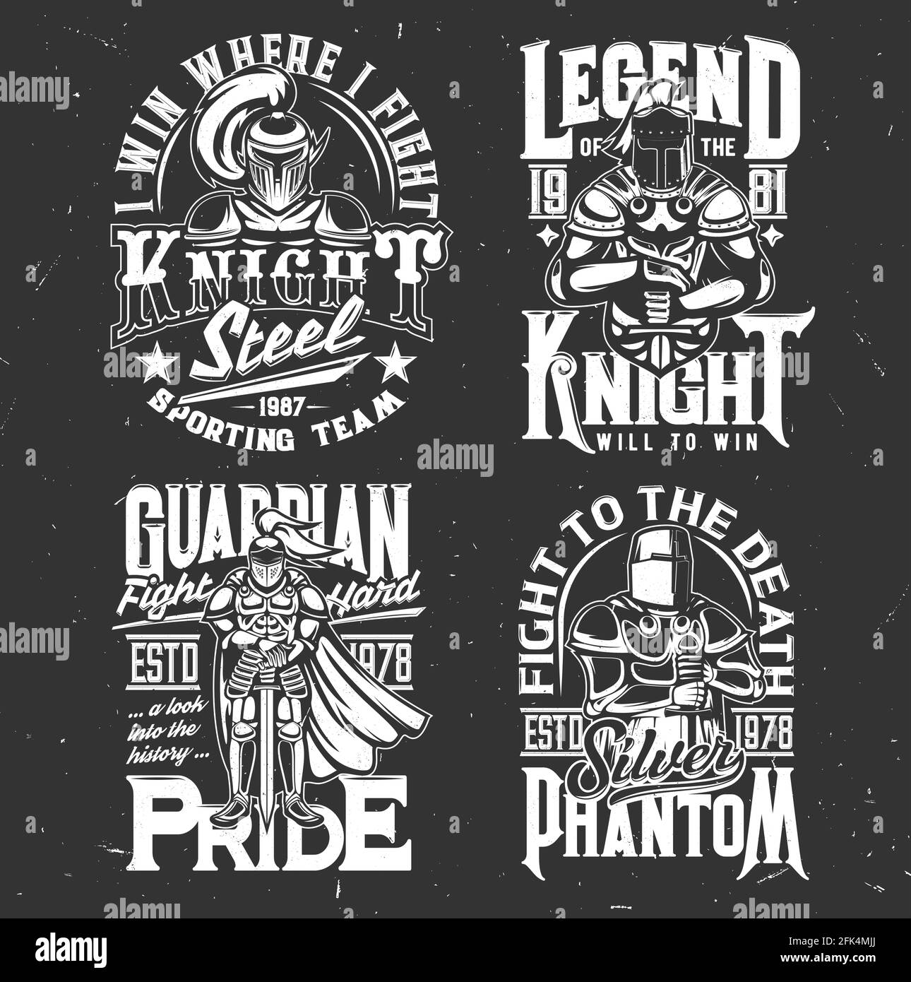 Knight warrior with sword t-shirt print sport team emblem, vector ...