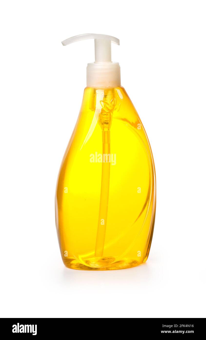 yellow liquid soap isolated on a white background with clipping path ...