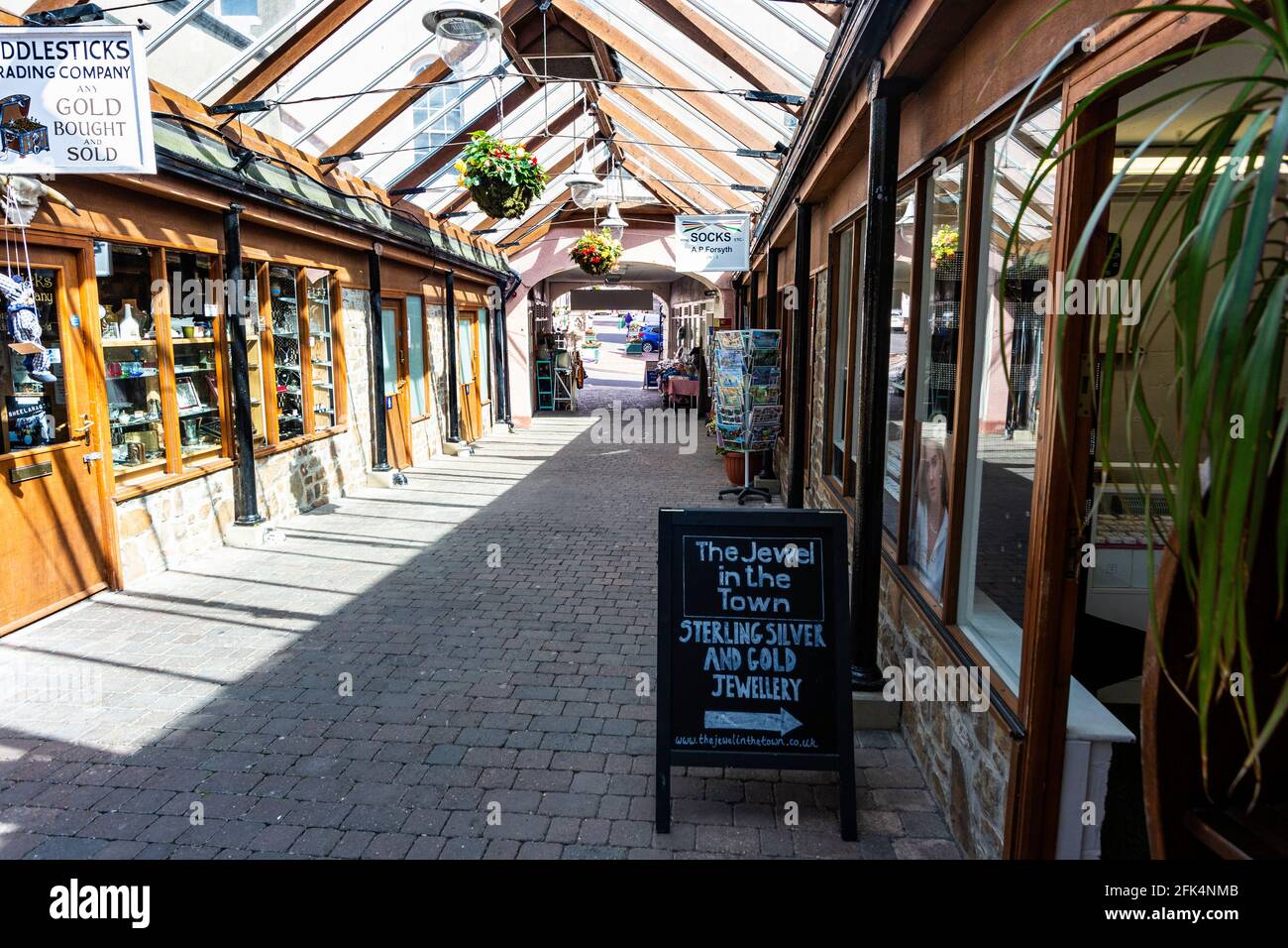 Interior of Great Torrington Pannier Market, Shops and Glass Roof ...