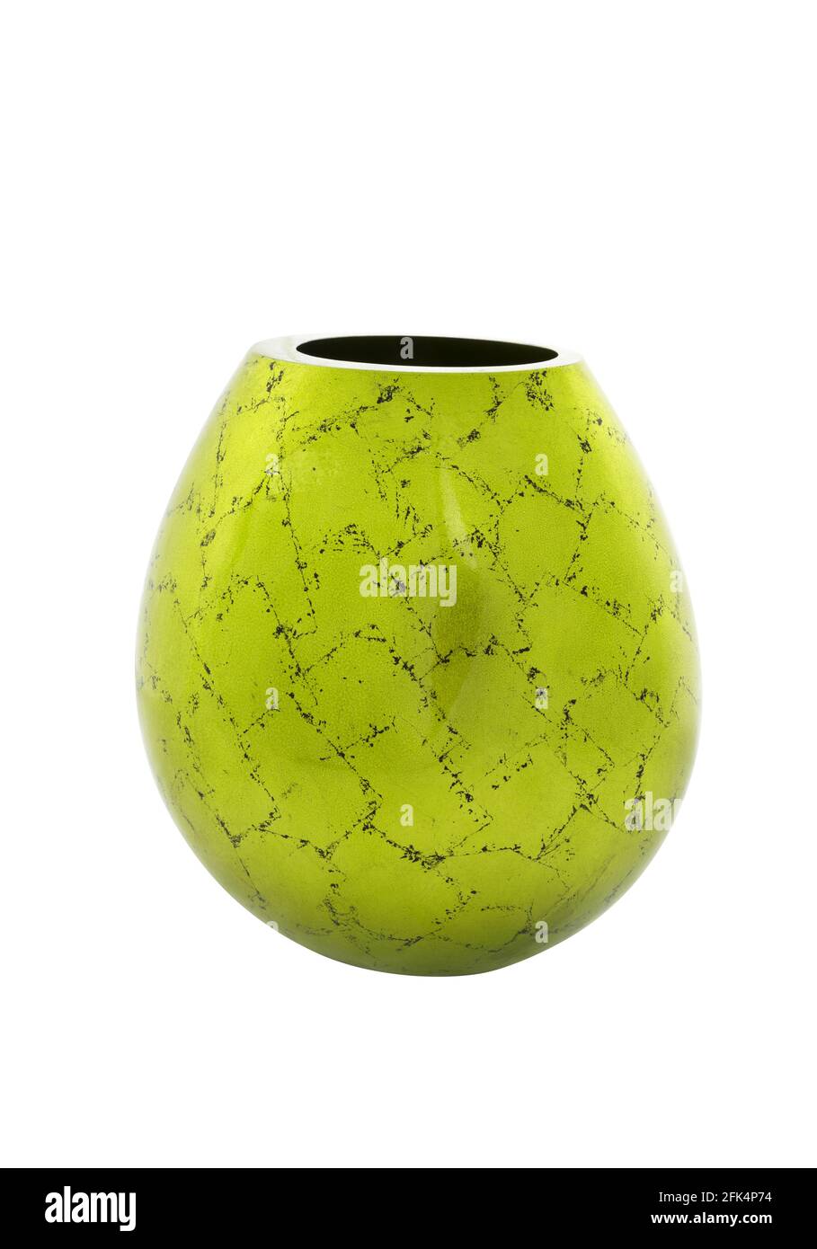 Green shiny modern vase isolated on white background Stock Photo - Alamy