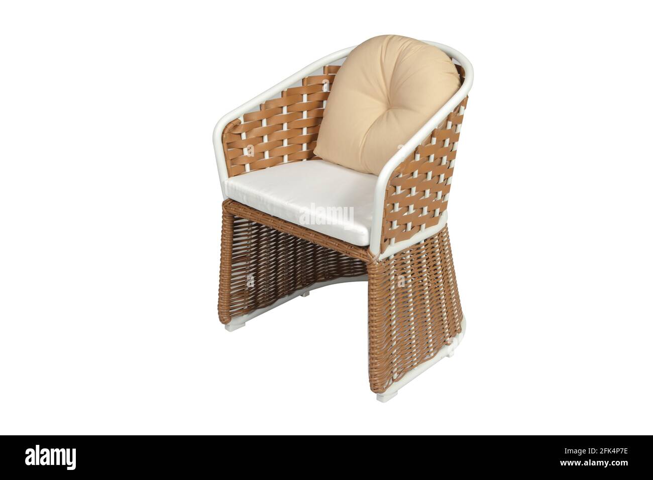 Rattan weave outdoor chair isolated on white background Stock Photo - Alamy