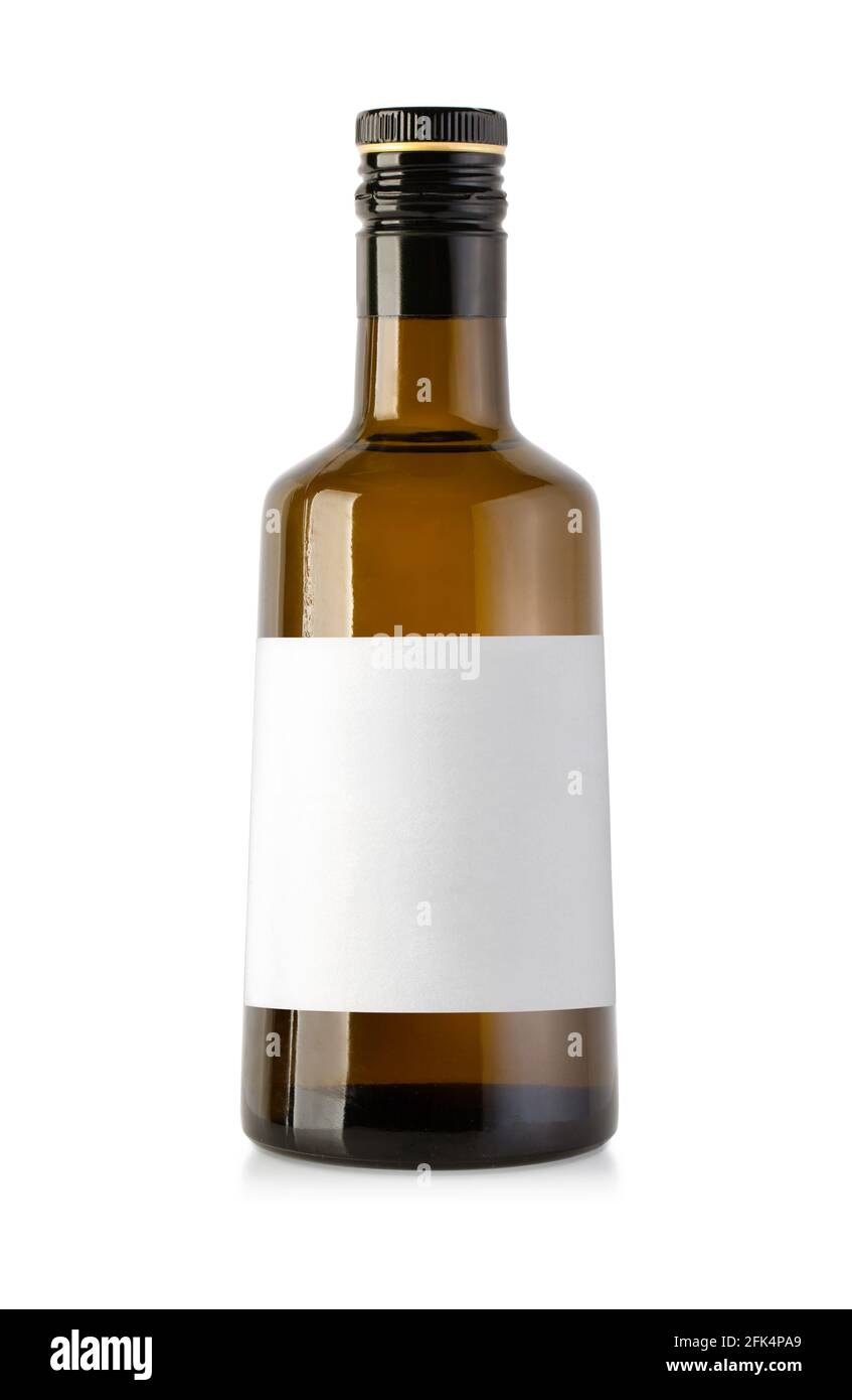 brown bottle with blank label isolated on white background with ...