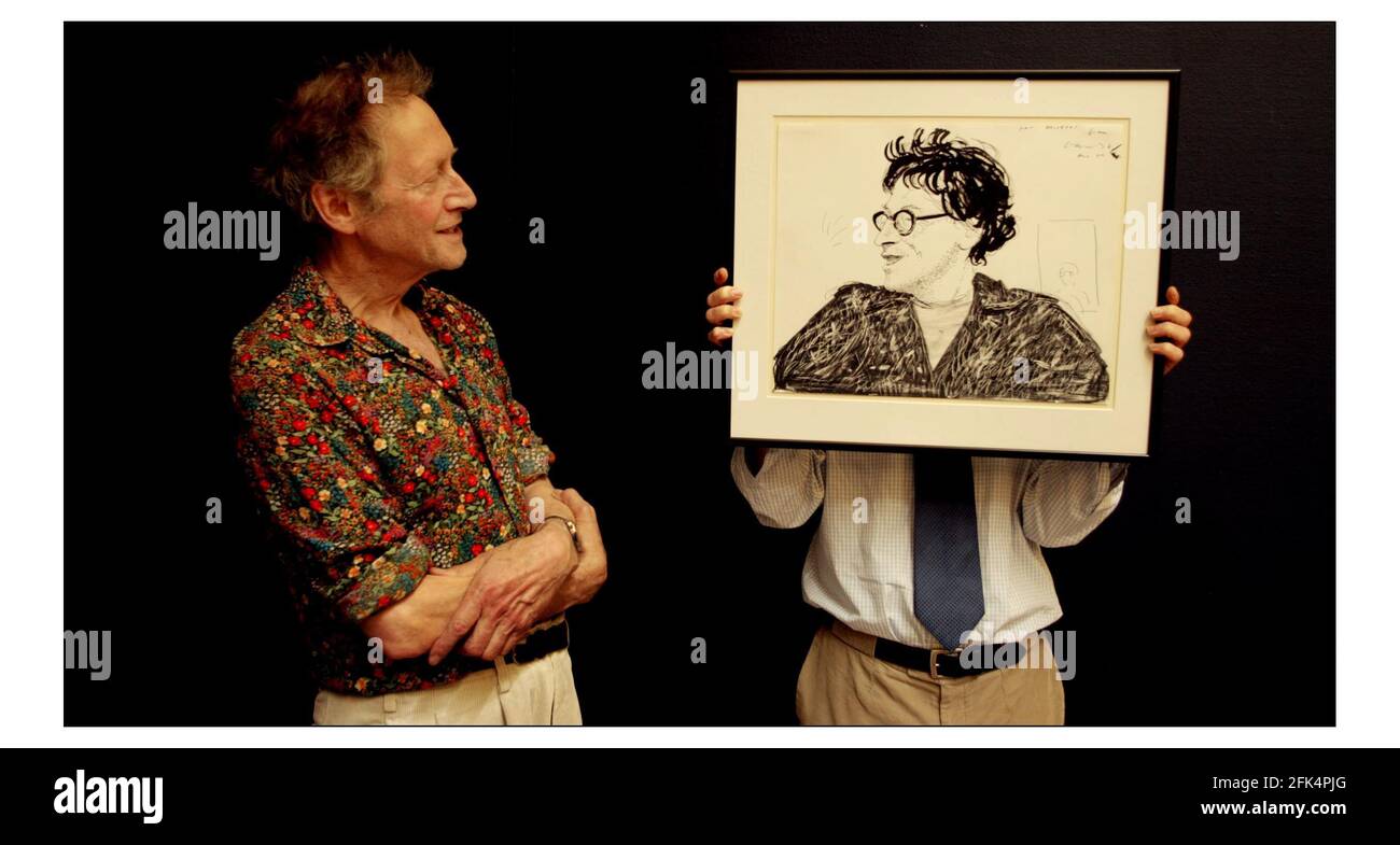 Michael Horovitz with his portrait by David Hockney, signed and dated ...