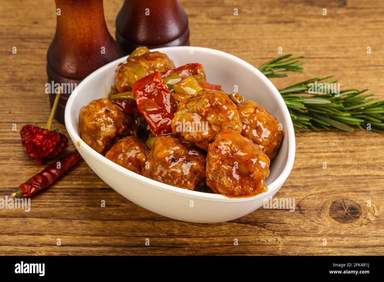 Minced Meat ball in tomato sauce Stock Photo - Alamy