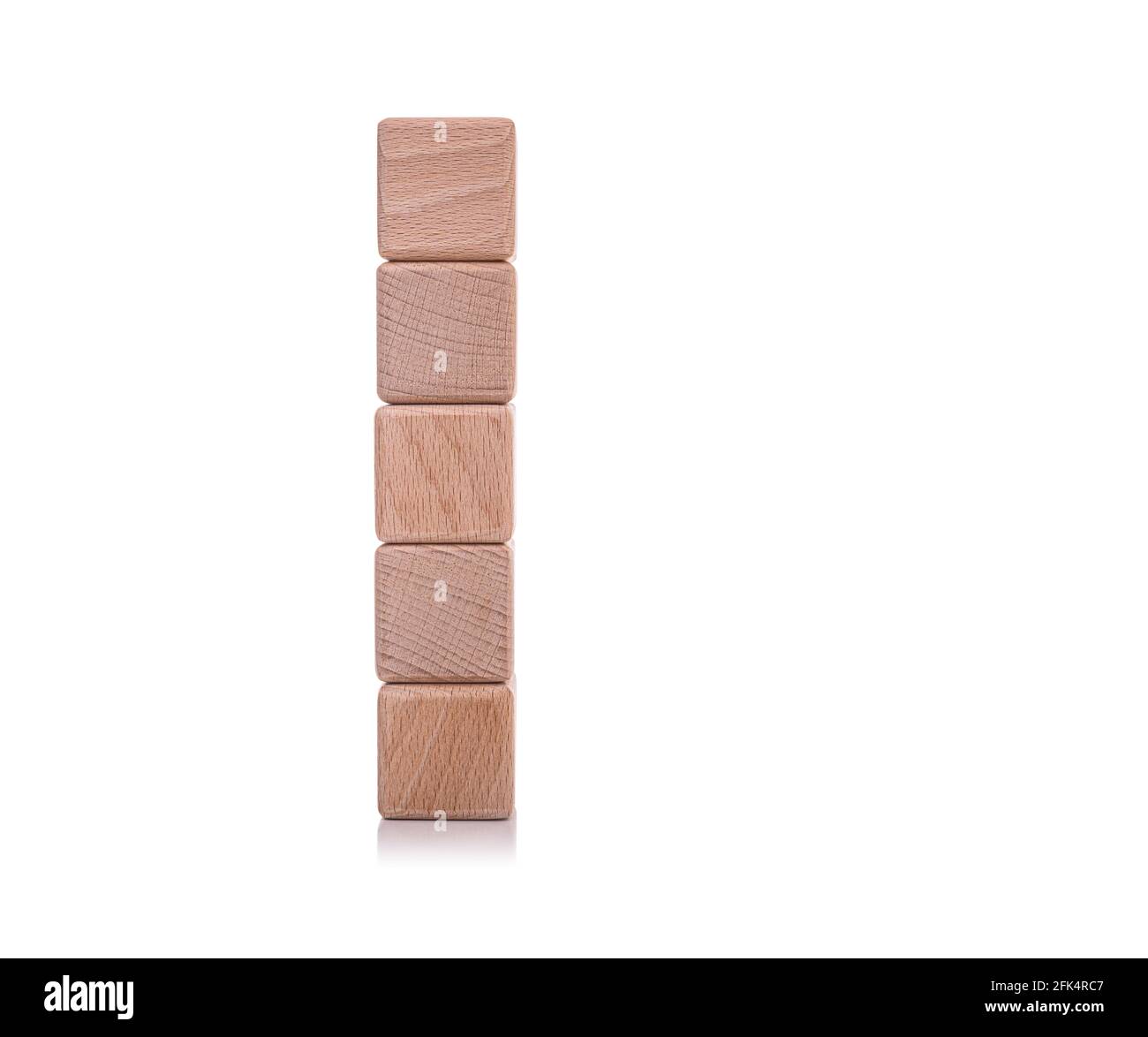 Five wooden cubes isolated on a white background Stock Photo - Alamy