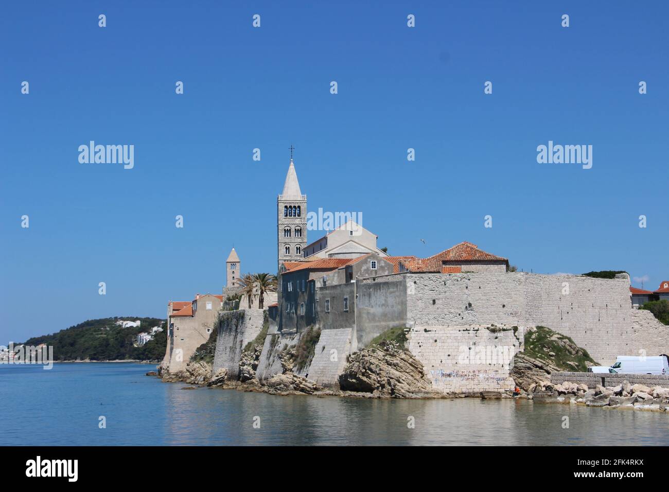 Vertical of the historical Bell Tower in Rab town on Rab Island ...