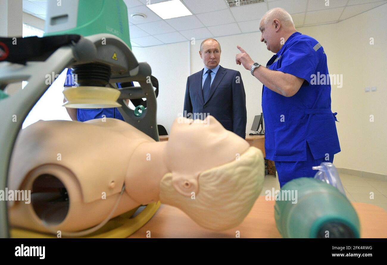 April 28, 2021. - Russia, Saint Petersburg. - Russian President ...