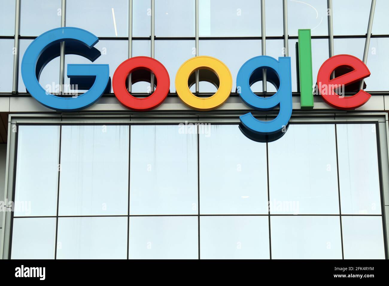 The Google logo seen at the entrance to Google Cloud campus in Seattle ...