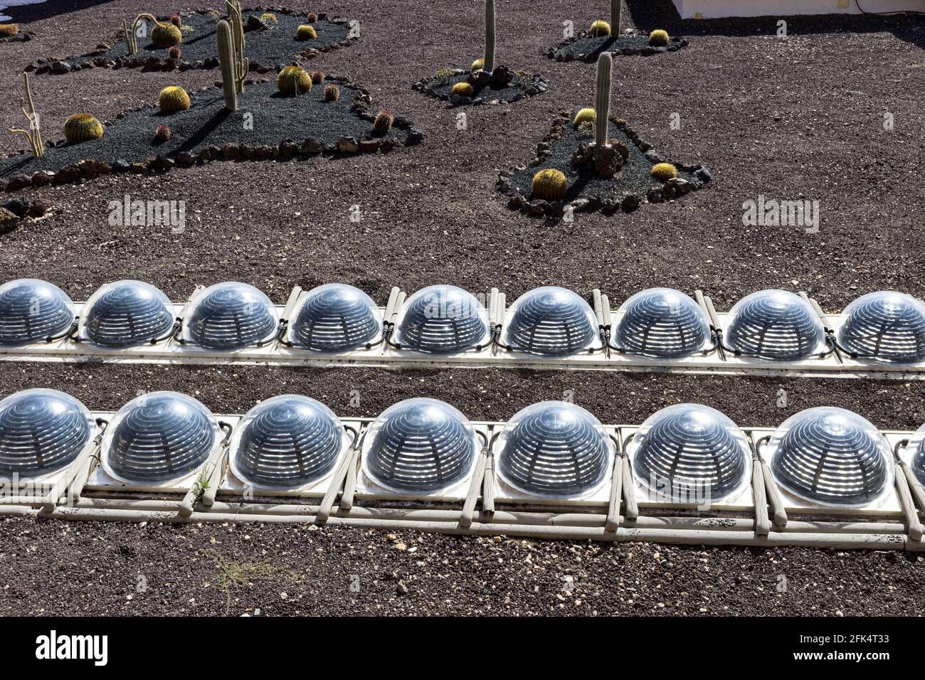 A hot water solar array system on a hotel in Fuerteventura Stock Photo ...