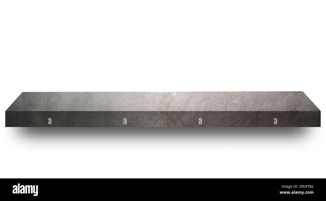 Grey stone empty shelf on white background Stock Photo - Alamy