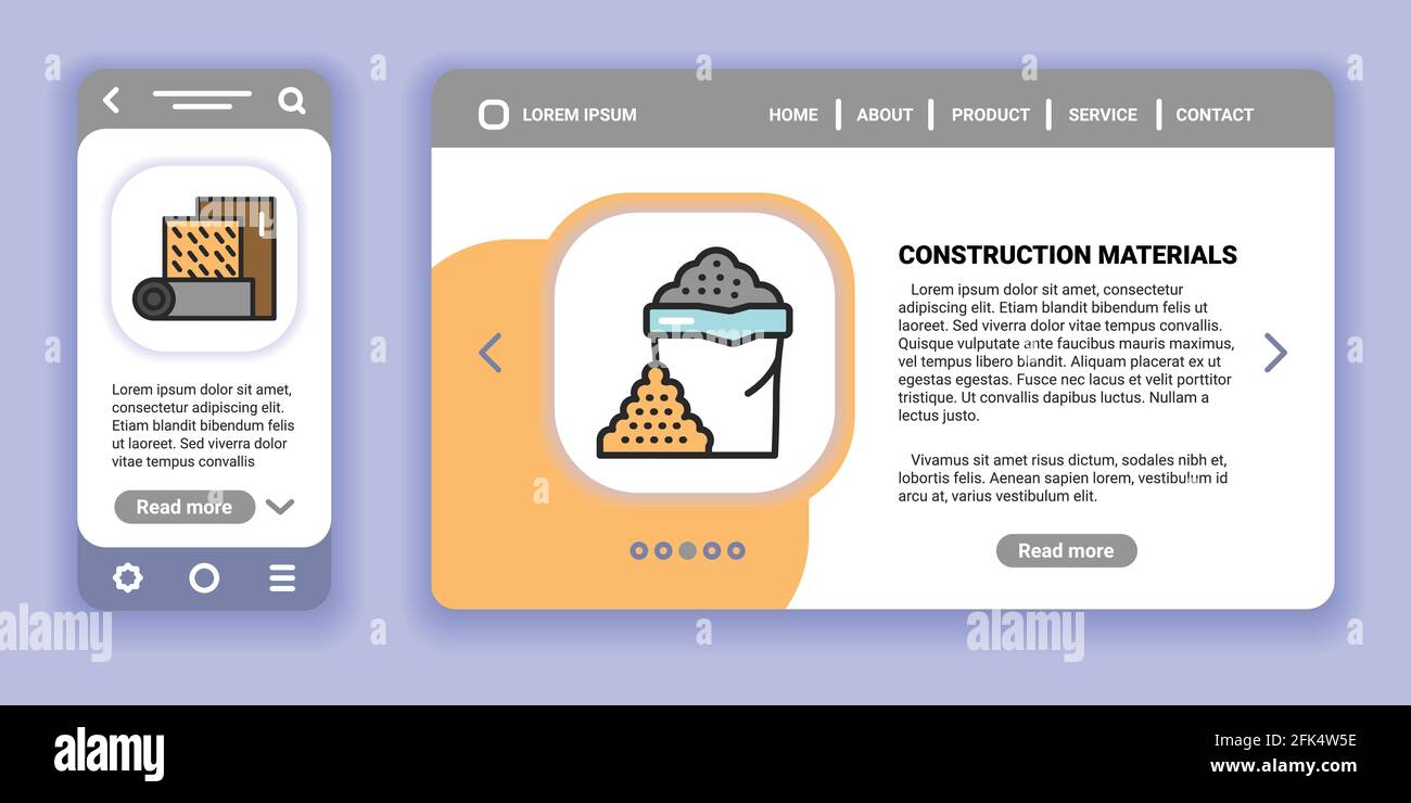 Construction materials web banner and mobile app kit. Outline vector ...
