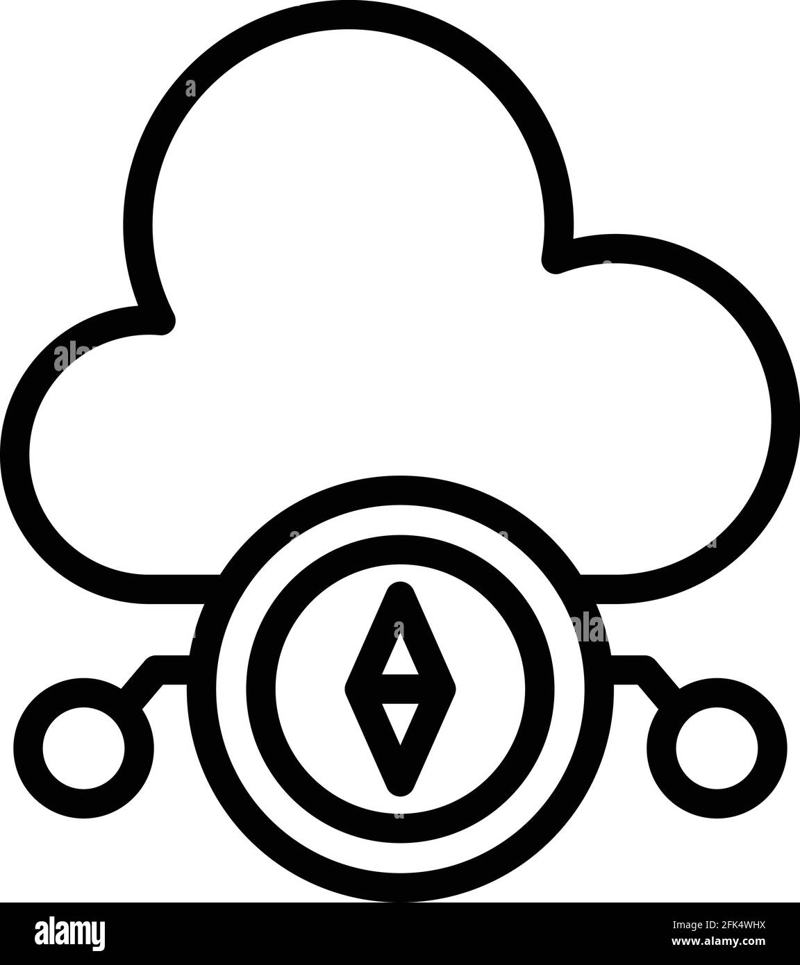 Cloud compass icon. Outline Cloud compass vector icon for web design ...
