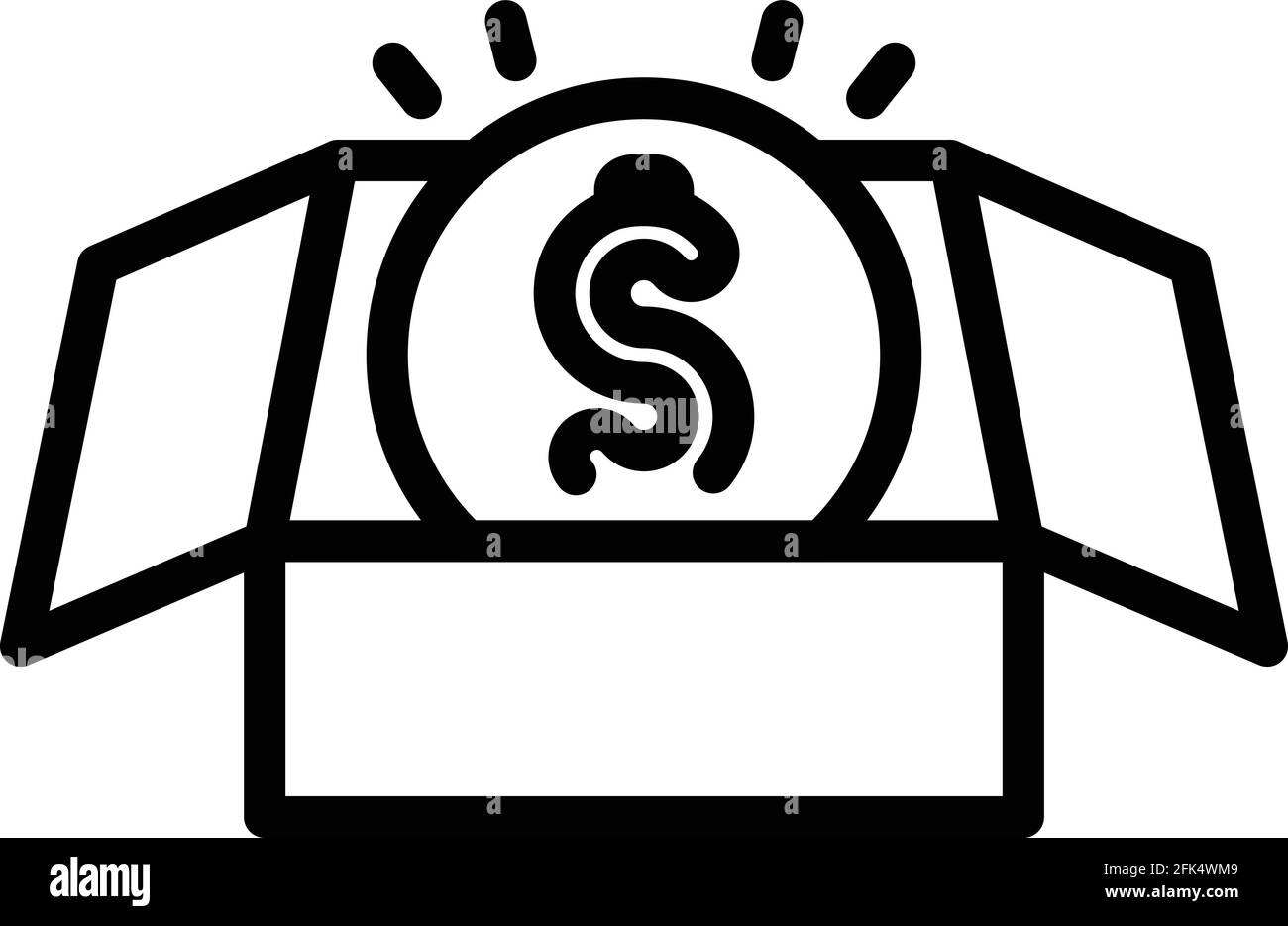 Dollar box icon. Outline Dollar box vector icon for web design isolated ...