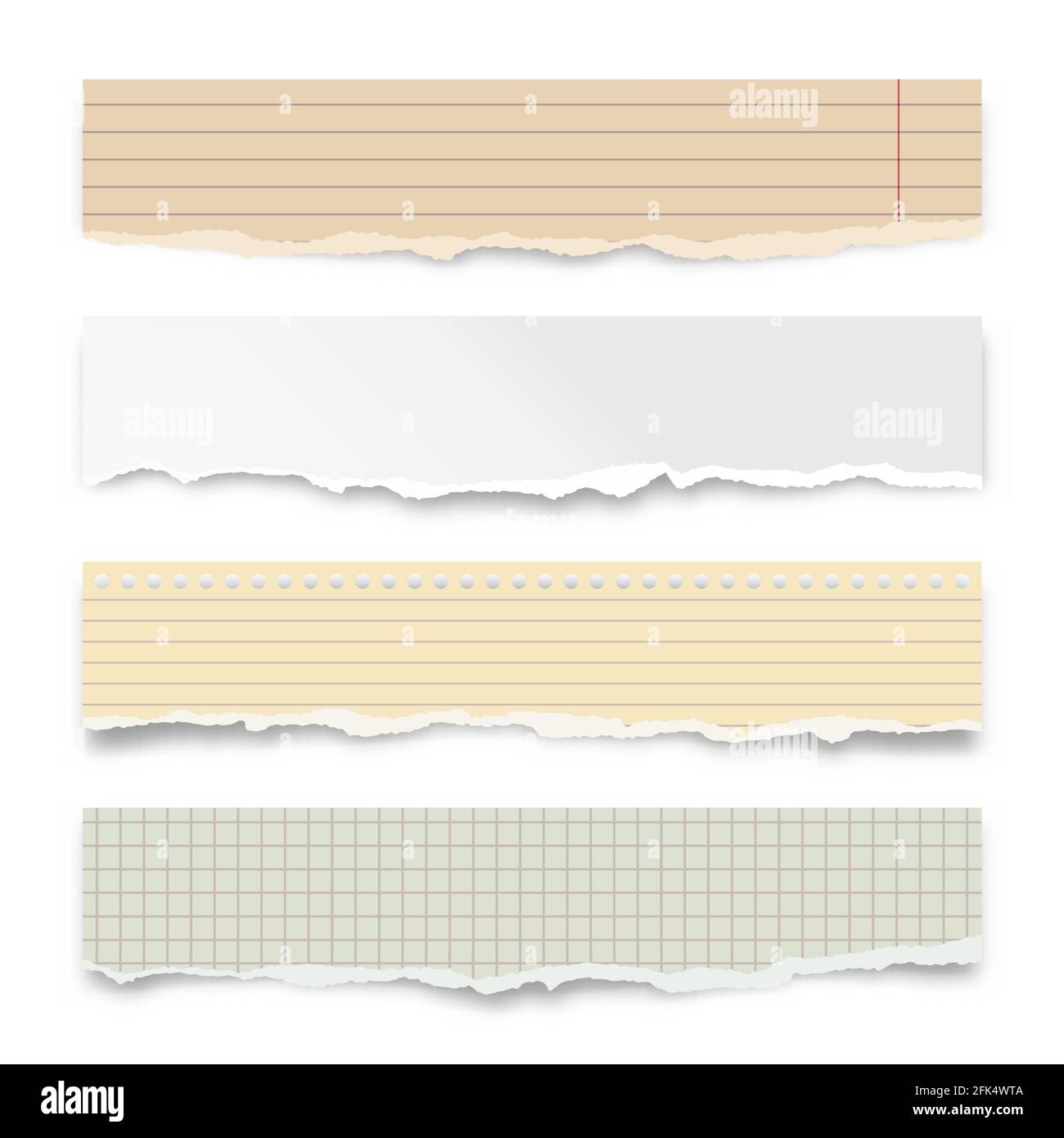 Ripped colorful paper strips isolated on white background. Realistic ...