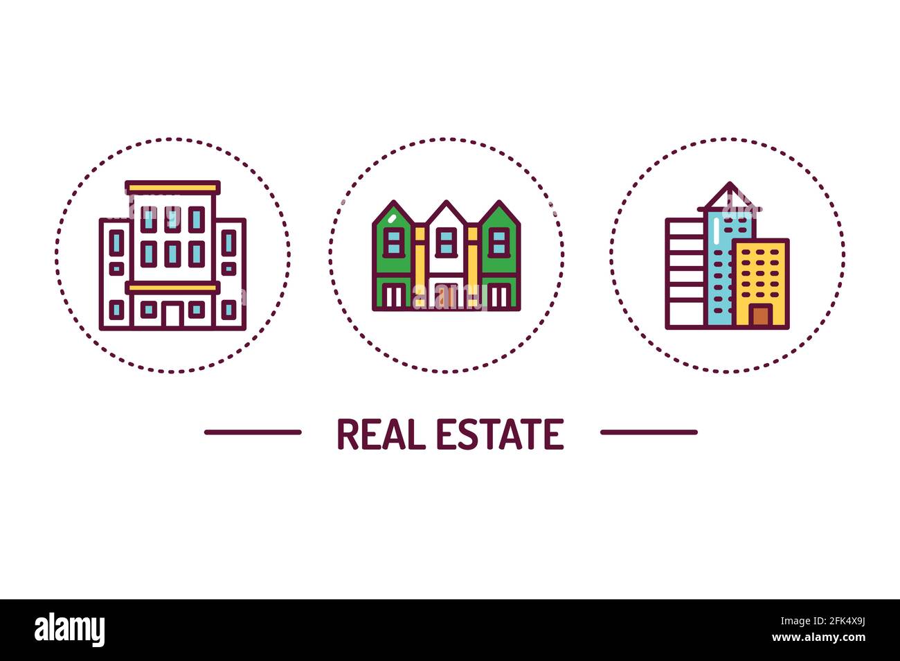 Real estate color line icons concept. Isolated vector element. Outline ...