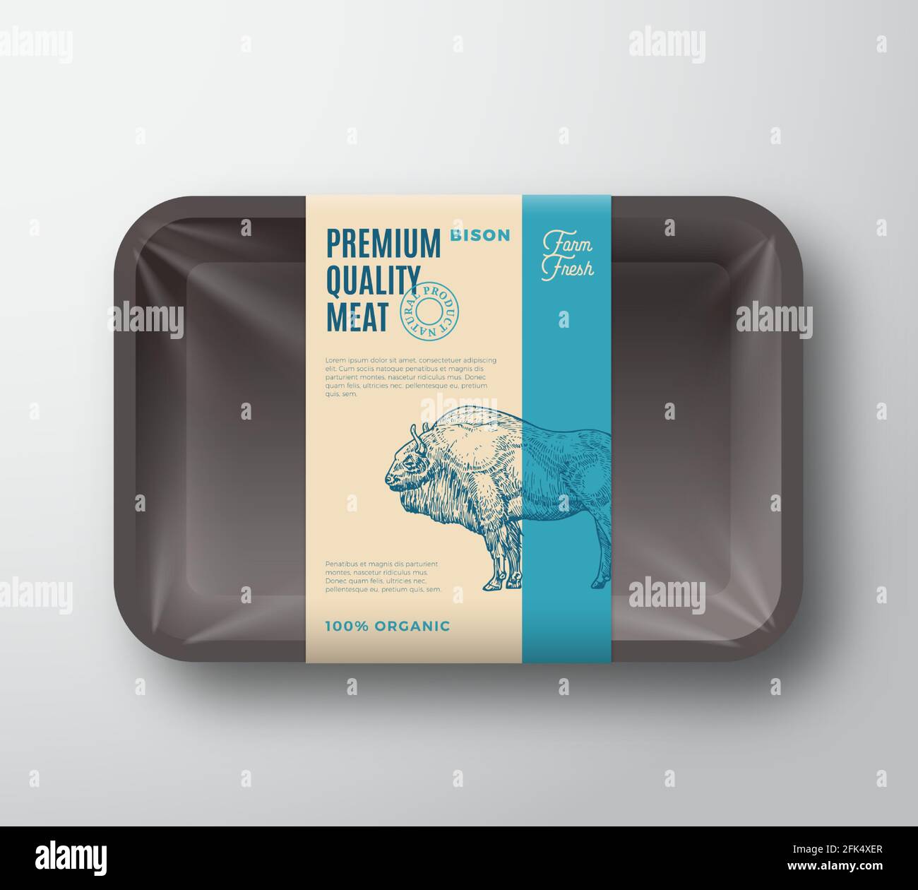 Premium Quality Bison Pack. Abstract Vector Meat Plastic Tray Container ...