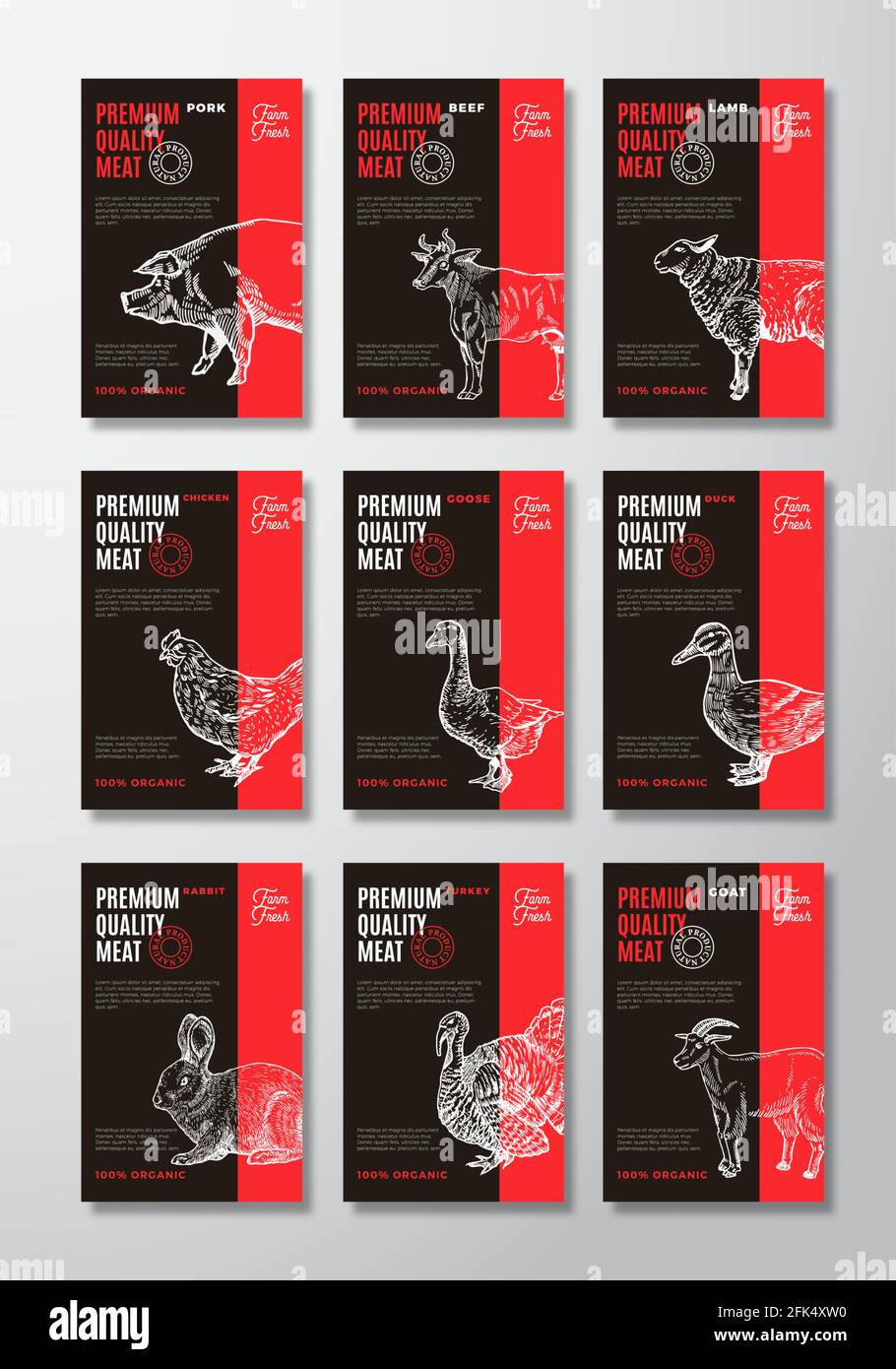 Premium Quality Meat and Poultry Black Labels Set. Abstract Vector ...