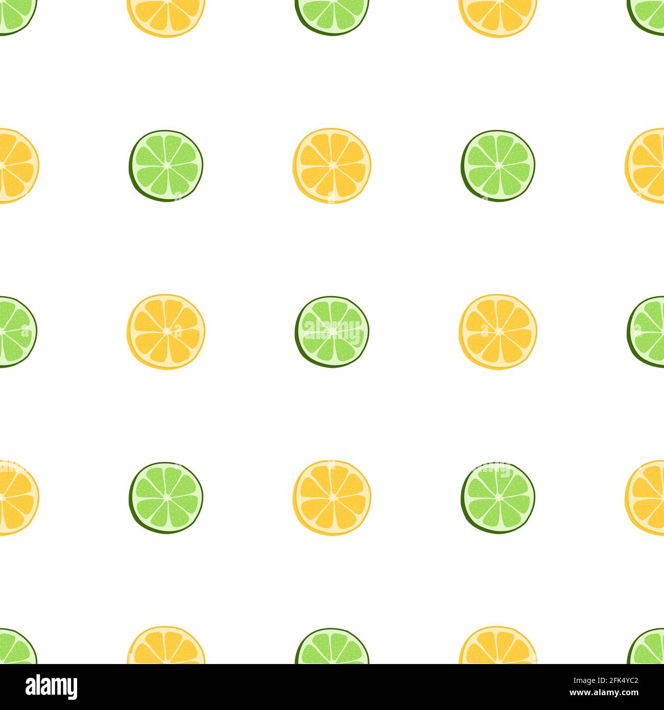 Hand drawn seamless pattern with yellow lemon and green lime circle ...