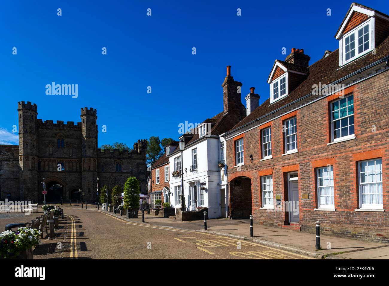 England, East Sussex, Battle, High Street Shops and Battle Abbey ...