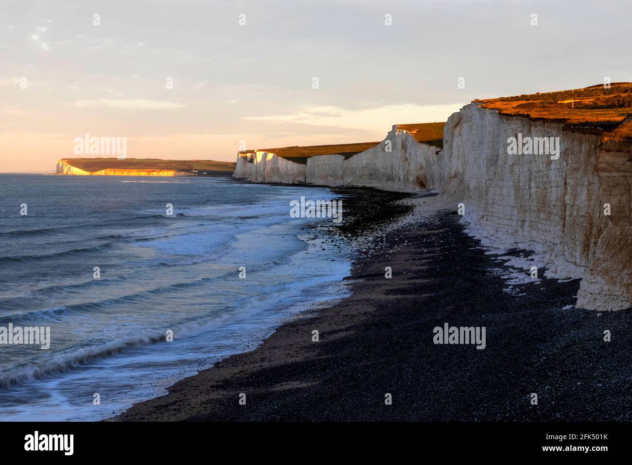 England, East Sussex, Eastbourne, Birling Gap, The Seven Sisters Cliffs ...