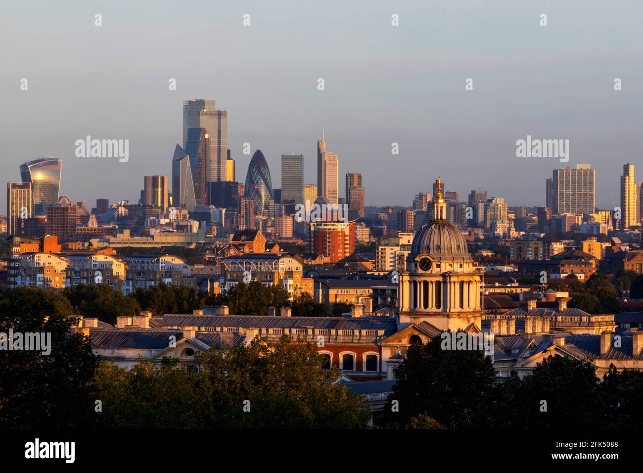 England, London, Greenwich, View of London City Skyline from Greenwich ...