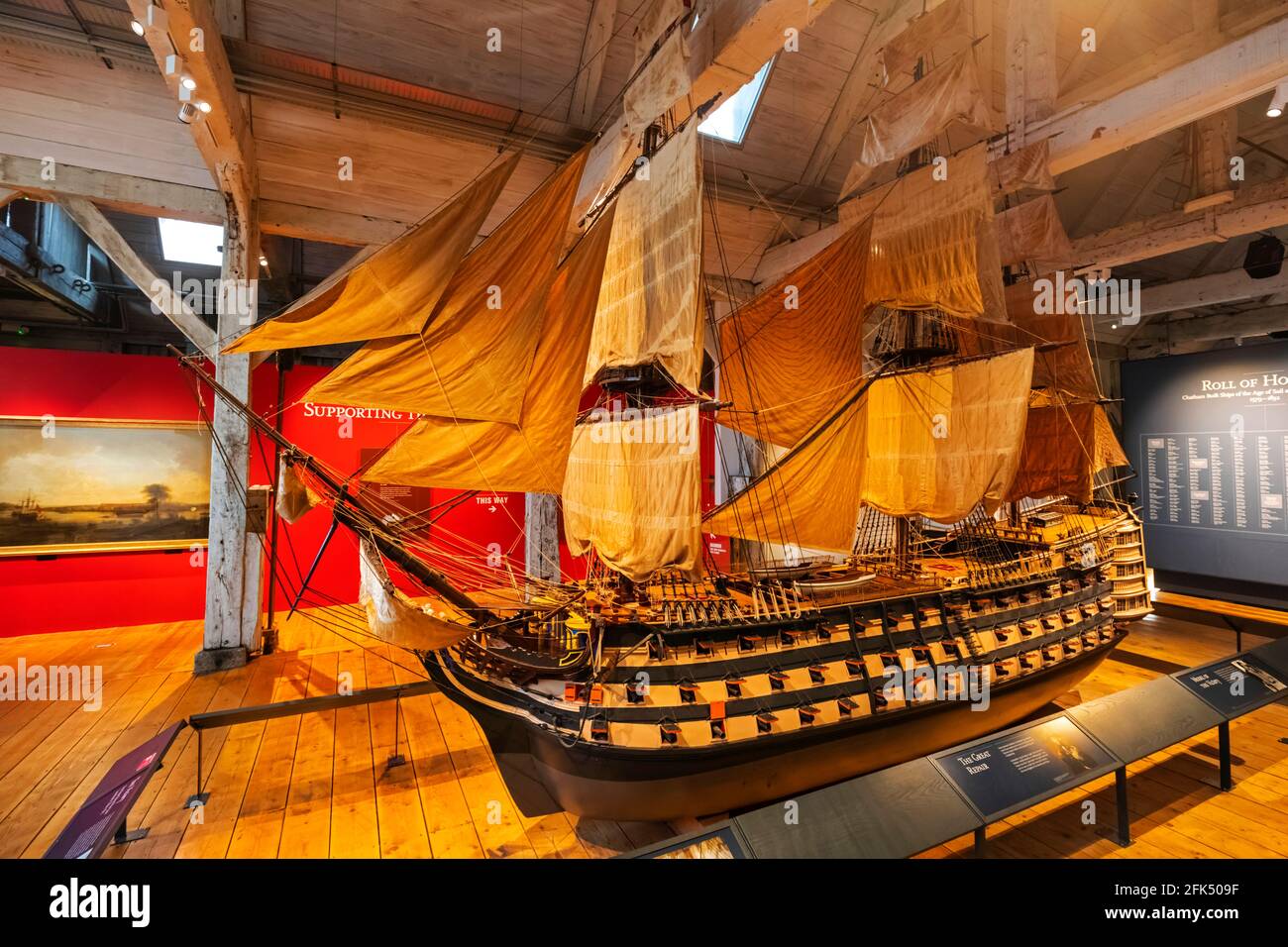 England, Kent, Chatham, The Historic Dockyard, Model of HMS Victory ...
