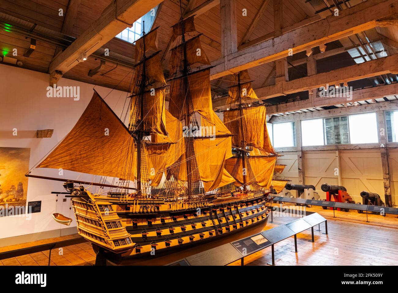England, Kent, Chatham, The Historic Dockyard, Model of HMS Victory ...