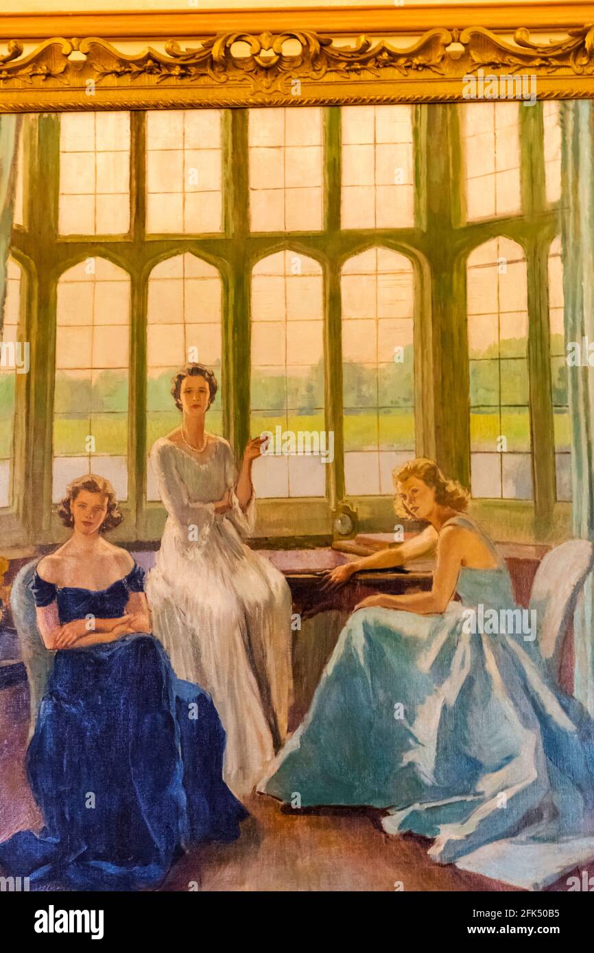 England, Kent, Leeds Castle, Portrait of Lady Baillie and her Daughters ...