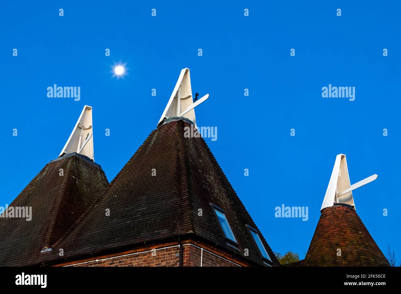 England, Kent, Converted Oast Houses aka Oasts Chimneys near Tunbridge ...