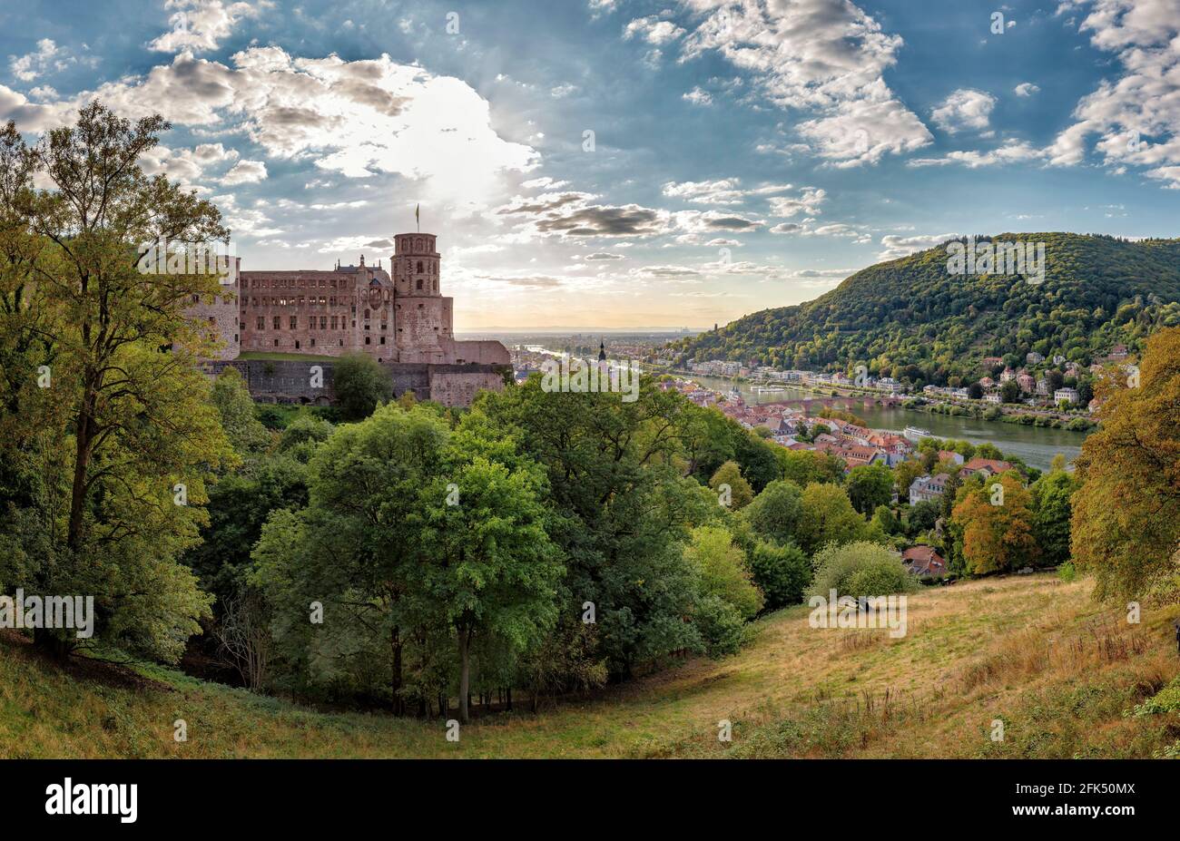 Schloss Heidelberg and the view over the river Neckar *** Local Caption ...