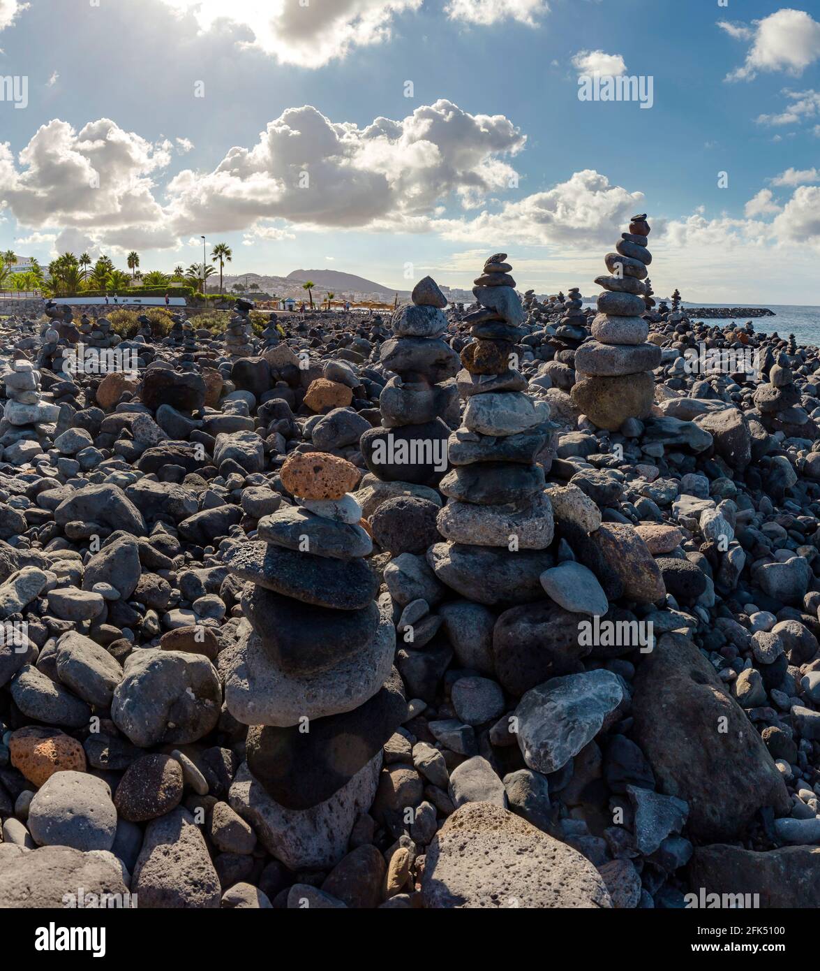 Mirador Stone Pebble Beach, pebblestone towers Stock Photo - Alamy