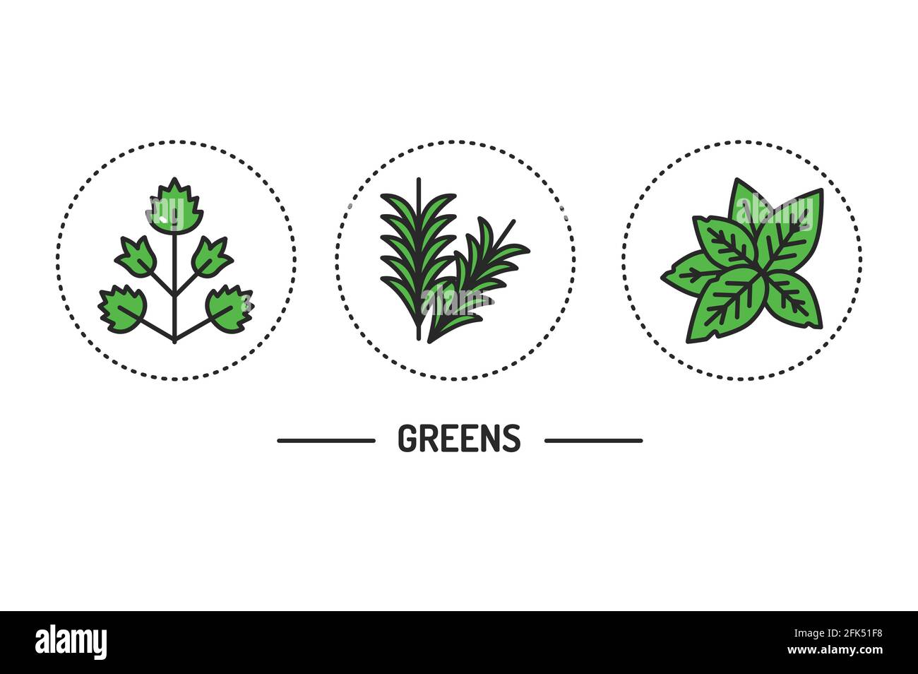 Greens color line icons concept. Vector illustration Stock Vector Image ...