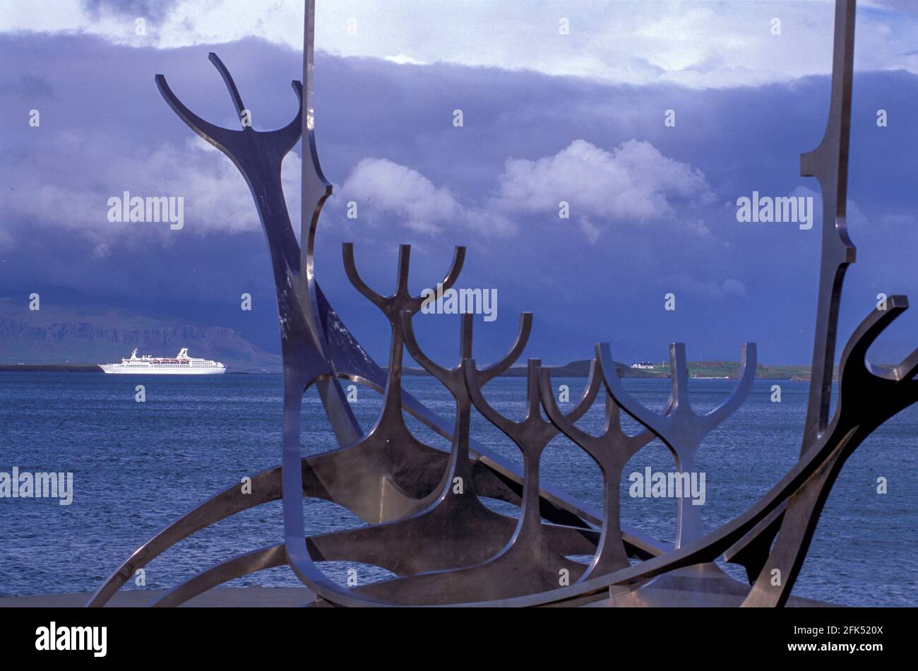 Europe, North Atlantic, Iceland, Reykjavík, Viking ship sculpture Stock ...