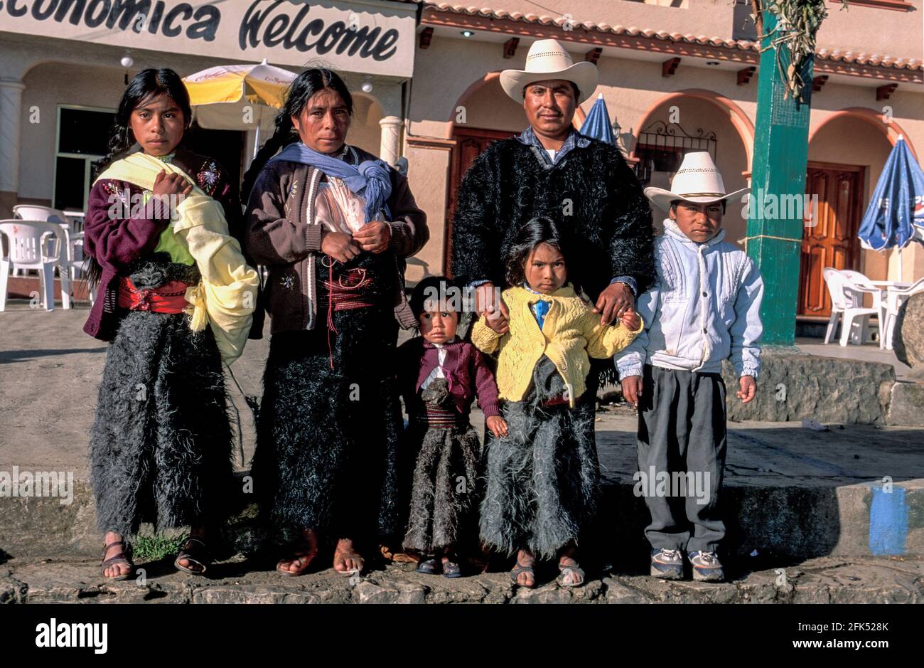 North America, Mexico, Chiapas,San Juan Chamula, Tzotzil Indian Family ...