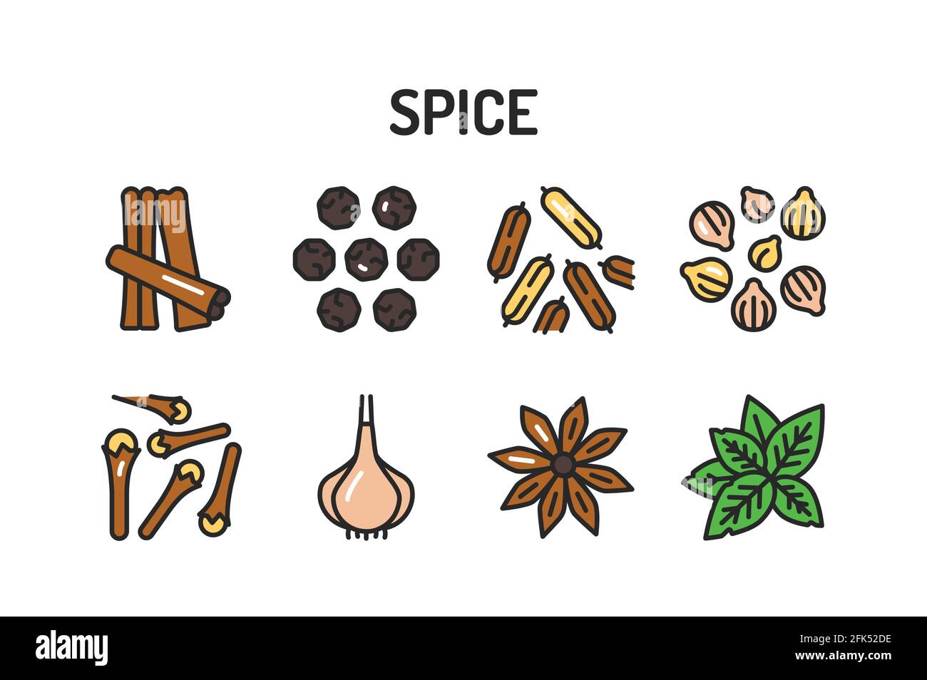 Herbs spices drawing Cut Out Stock Images & Pictures - Alamy