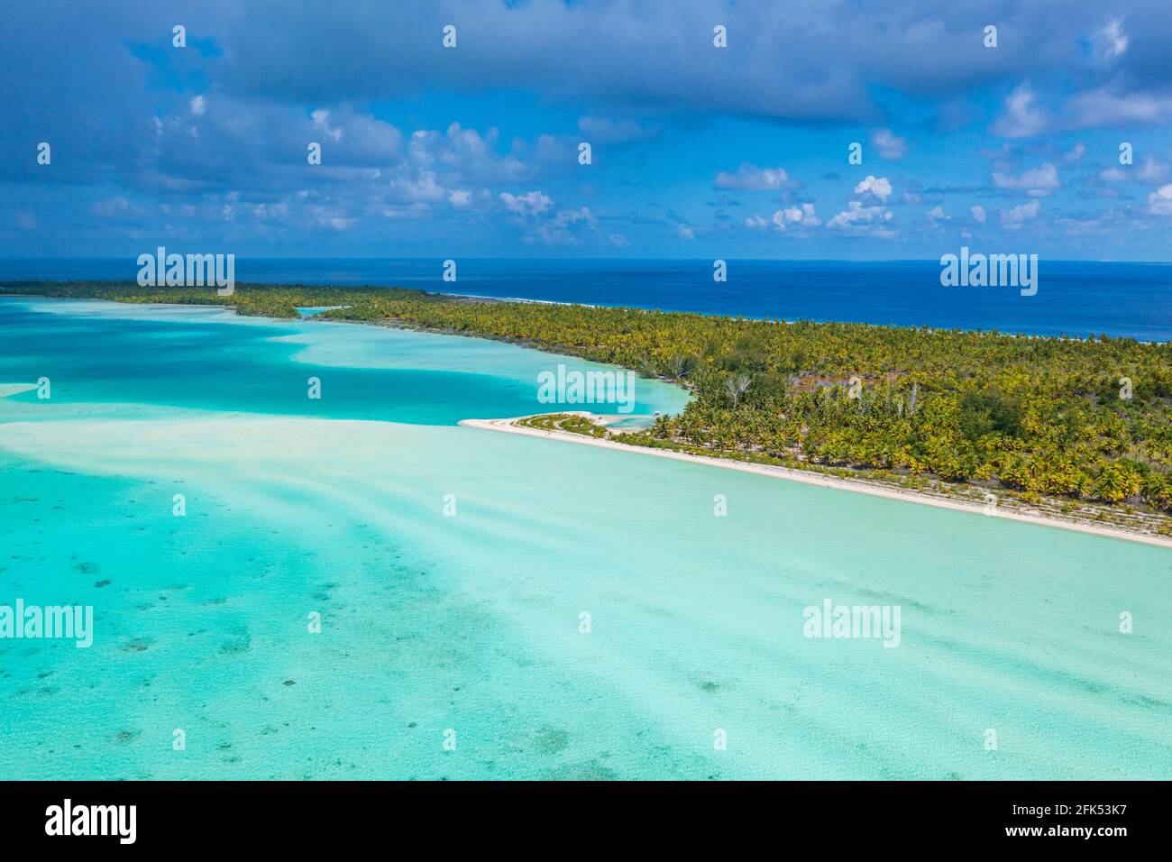 Drone photo of French Polynesia Tahiti Rangiroa Fakarava atoll and Blue ...