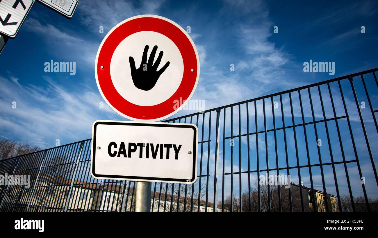 Street Sign the Direction Way to Freedom versus Captivity Stock Photo ...