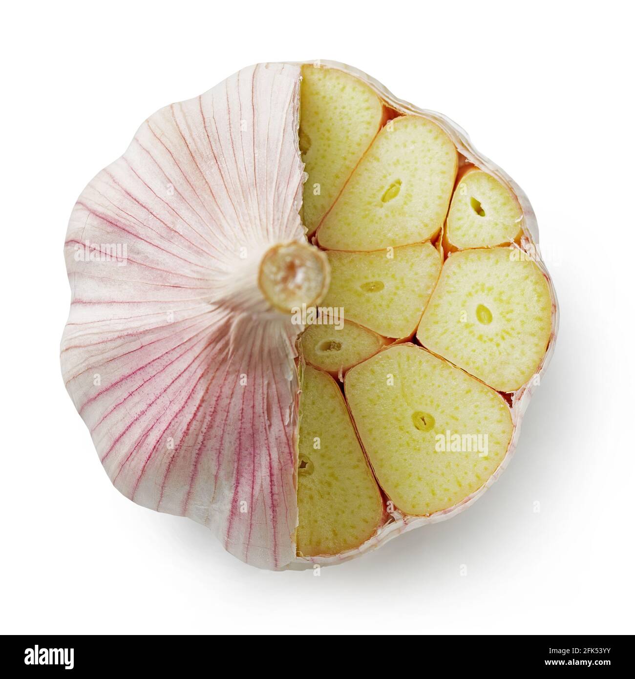 garlic isolated on white background, top view selective focus Stock ...