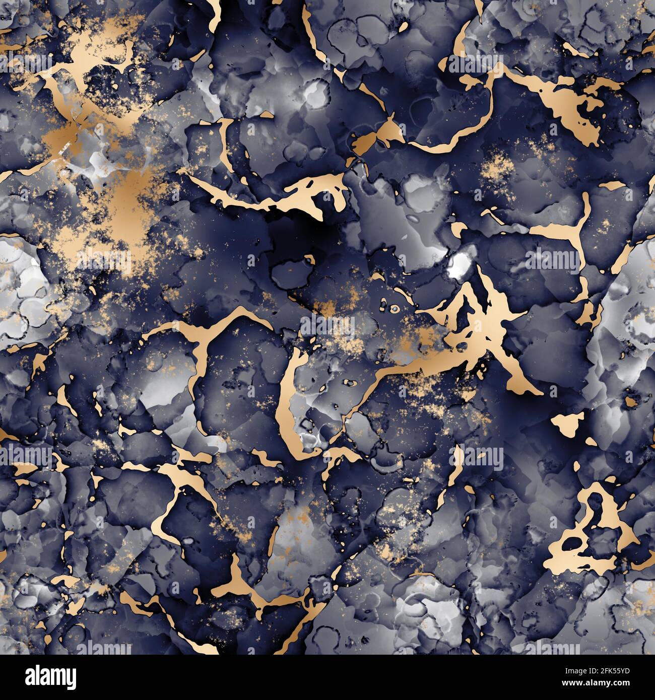 Seamless abstract alcohol ink art with gold leaf overlay Stock Photo ...